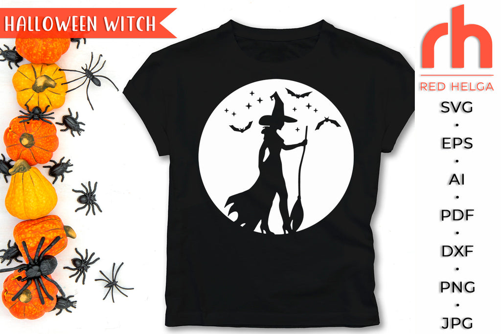 Witch SVG - Halloween Moon Cut File - So Fontsy