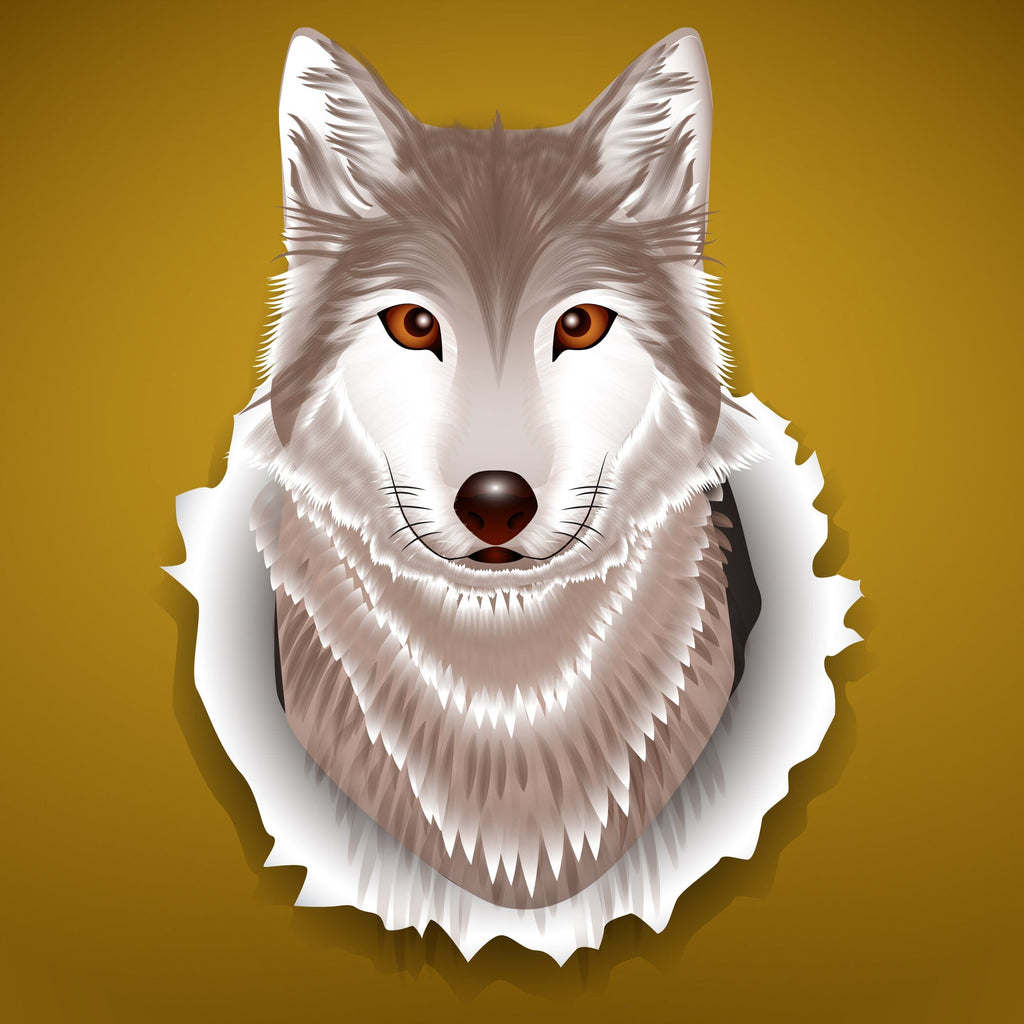 Wolf animal face. Scary grey wolf head. Realistic fur gray wild wolf ...
