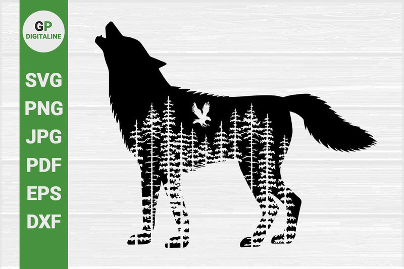 Wolf Howls SVG, Eagle Flying SVG, Bird of Prey SVG, Howling SVG, Forest ...