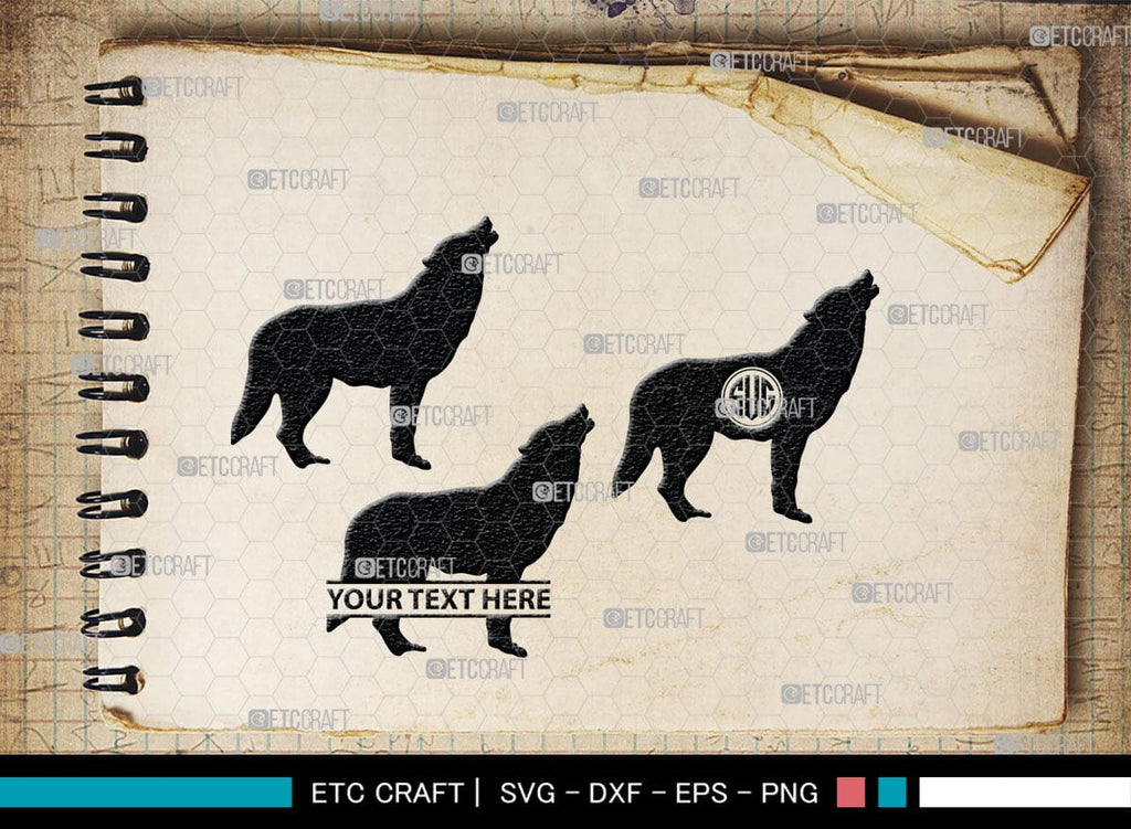 Wolf Monogram, Wolf Silhouette, Wolf SVG, Growling Wolf Svg, Howling W ...