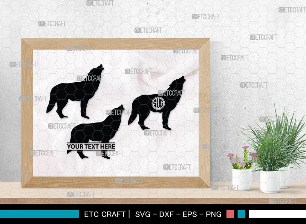 Wolf Monogram, Wolf Silhouette, Wolf SVG, Growling Wolf Svg, Howling W ...
