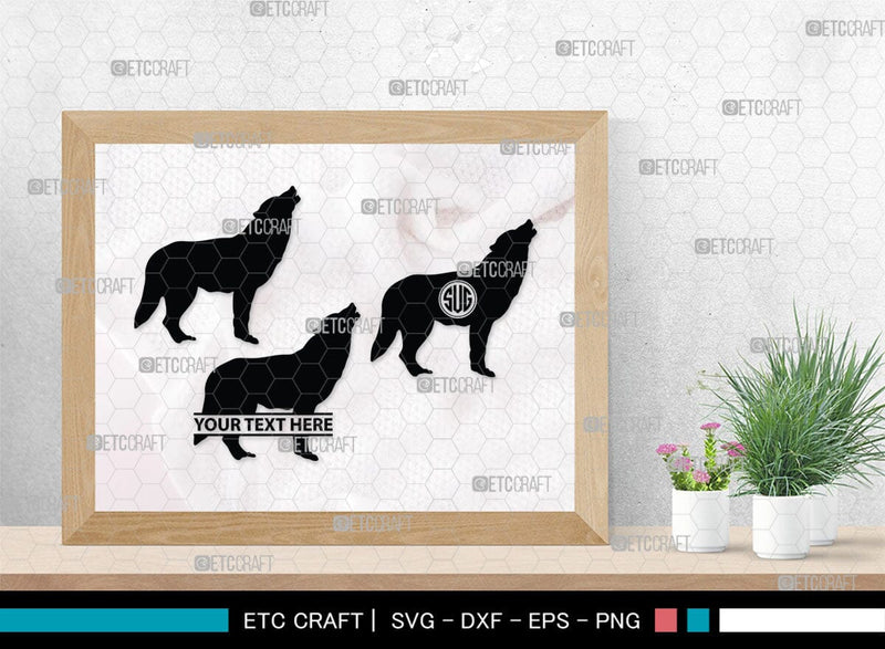 Wolf Monogram, Wolf Silhouette, Wolf SVG, Growling Wolf Svg, Howling W ...