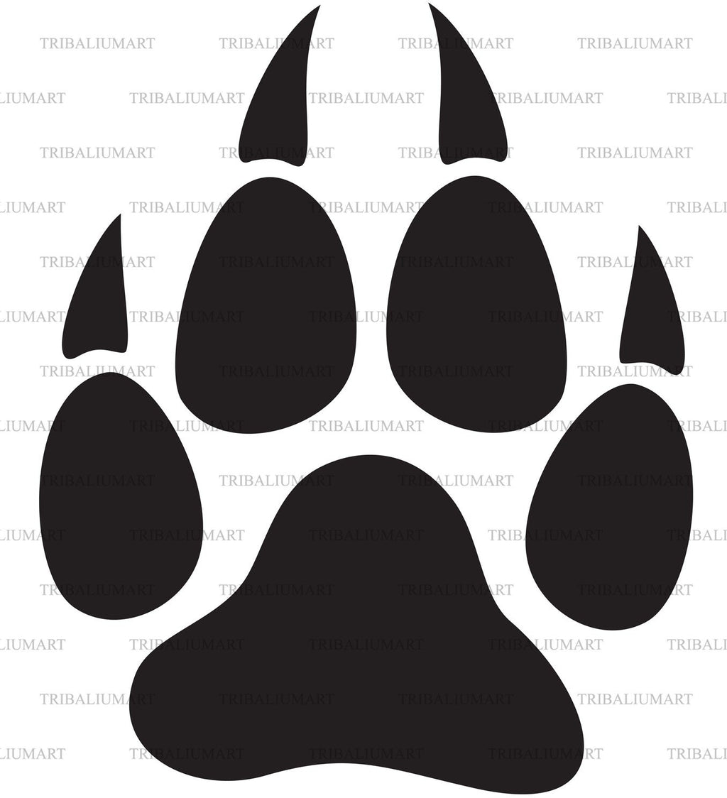 Wolf paw print. Cut files for Cricut. Clip Art silhouettes (eps, svg ...