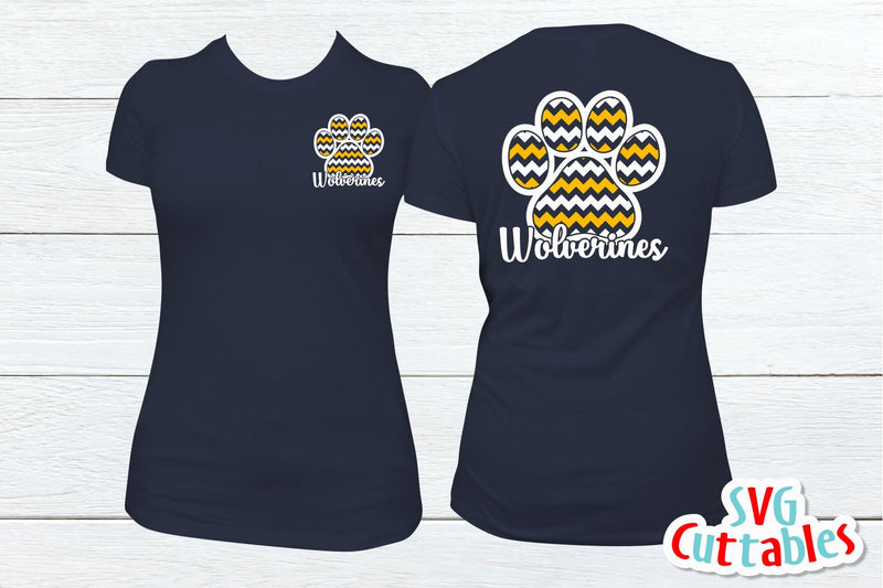 Wolverines Patterned Paw Print - So Fontsy
