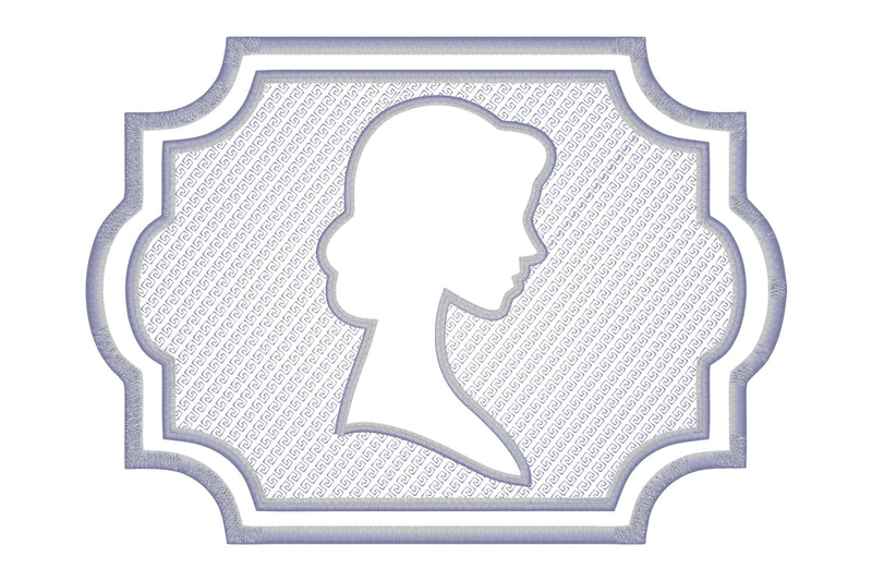 Woman head figure embossed machine embroidery digital down - So Fontsy