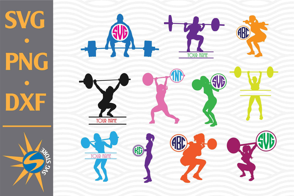 Woman Weightlifting Monogram SVG, PNG, DXF Digital Files Include - So ...