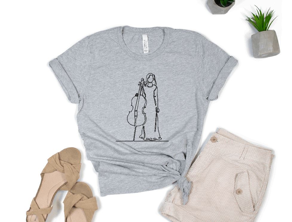 Woman with Cello Machine Embroidery Design - So Fontsy