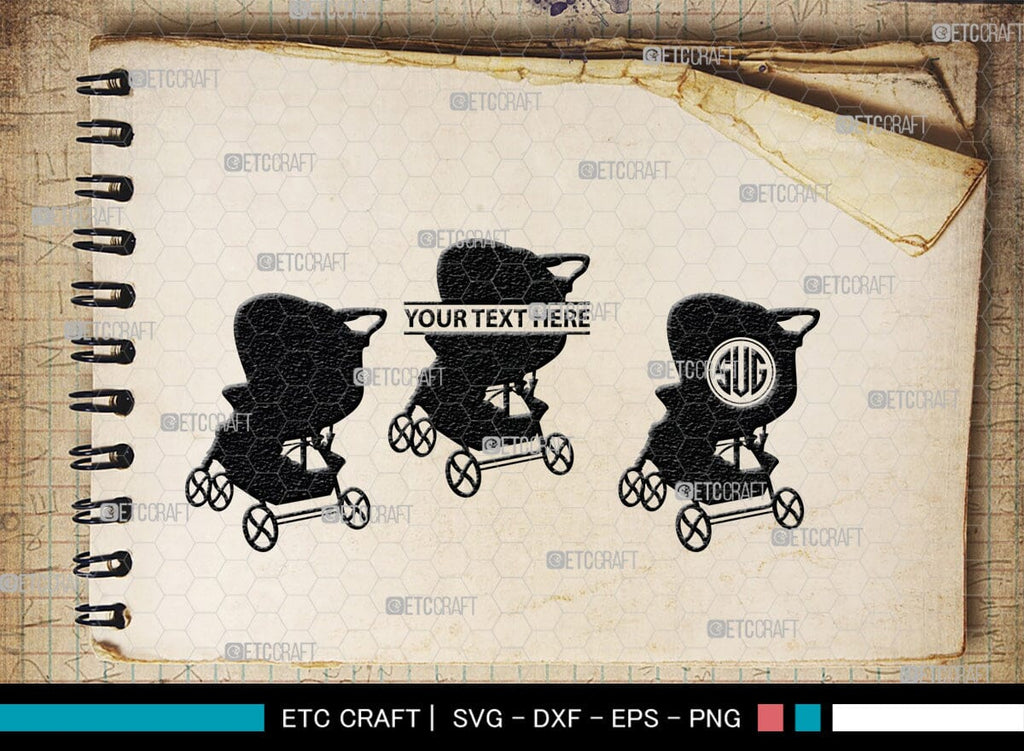 Woman With Stroller Monogram, Woman With Stroller Silhouette, Woman ...