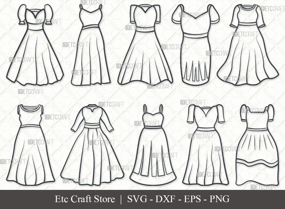 Women Frock SVG, Frock Outline, Ladies Frock Svg, Frock Svg, Women ...