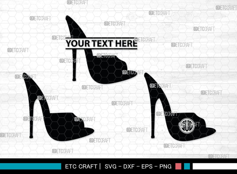 Women High Heels Monogram, Women High Heels Silhouette, Women High Heel ...