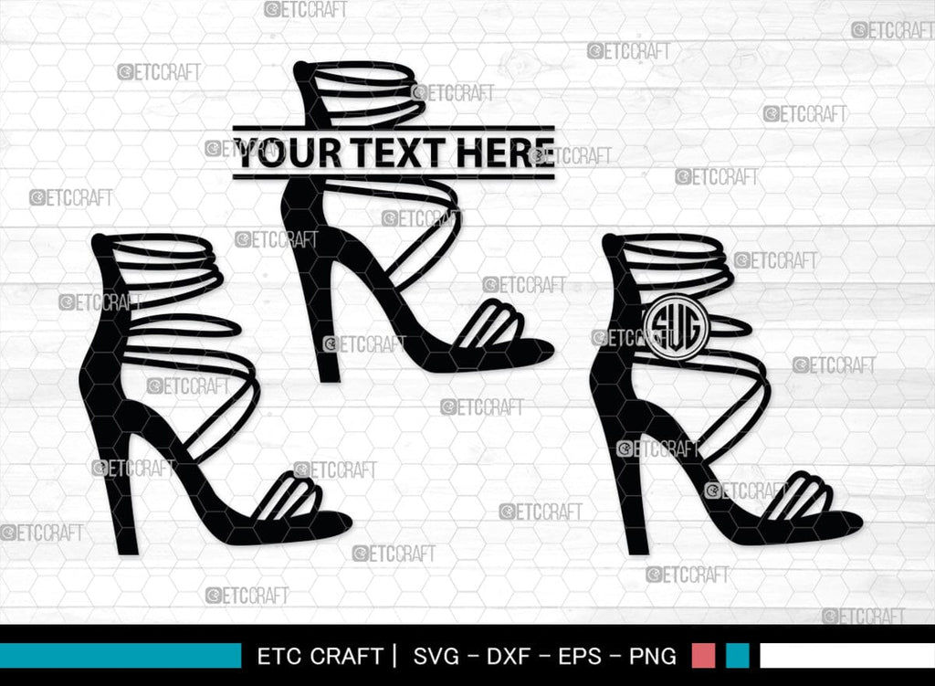 Women High Heels Monogram, Women High Heels Silhouette, Women High Heel ...