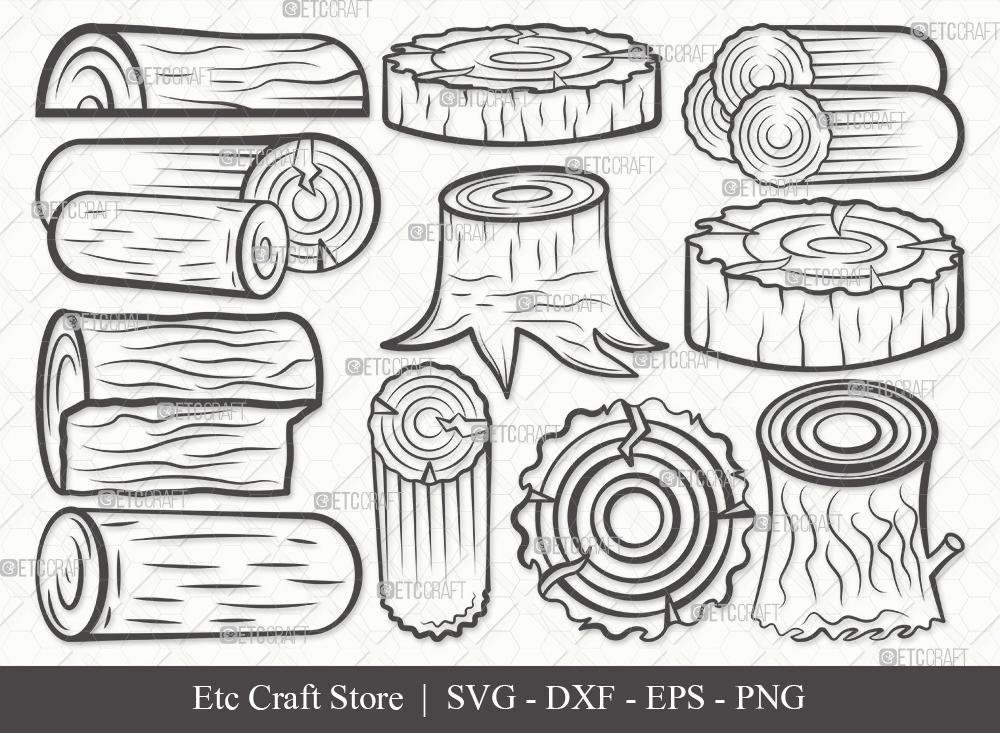 Wood Log Outline SVG Cut File | Wood Svg | Tree log Svg | Tree Rings ...