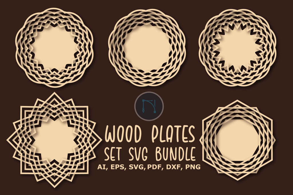 Wood Plates Set Laser Cut SVG Bundle - So Fontsy