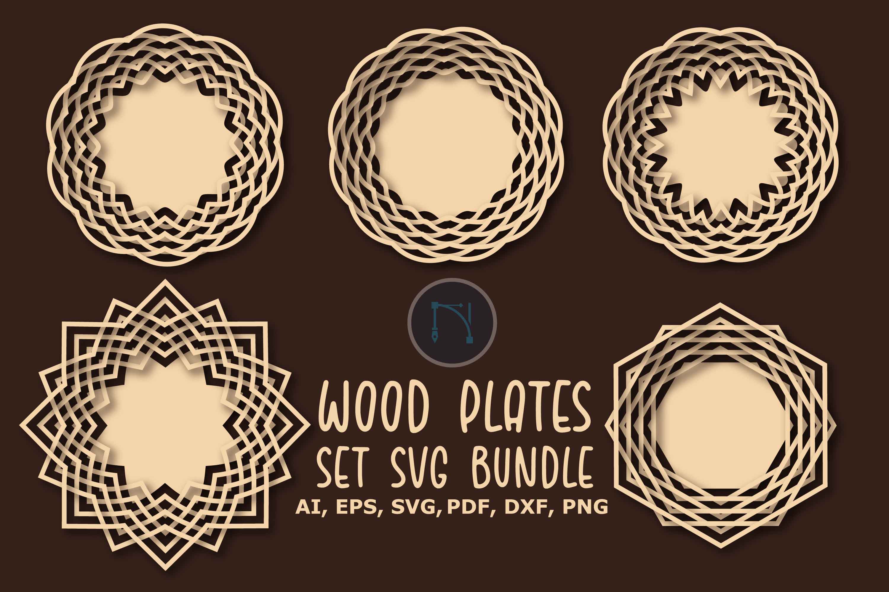 Wood Plates Set Laser Cut SVG Bundle - So Fontsy