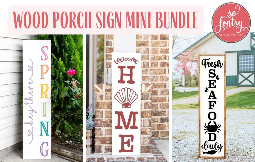 Wood Porch Sign Set | Vertical SVG - So Fontsy