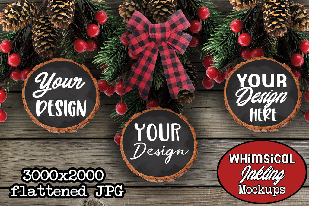 Wood Slab Ornament Mockup - So Fontsy