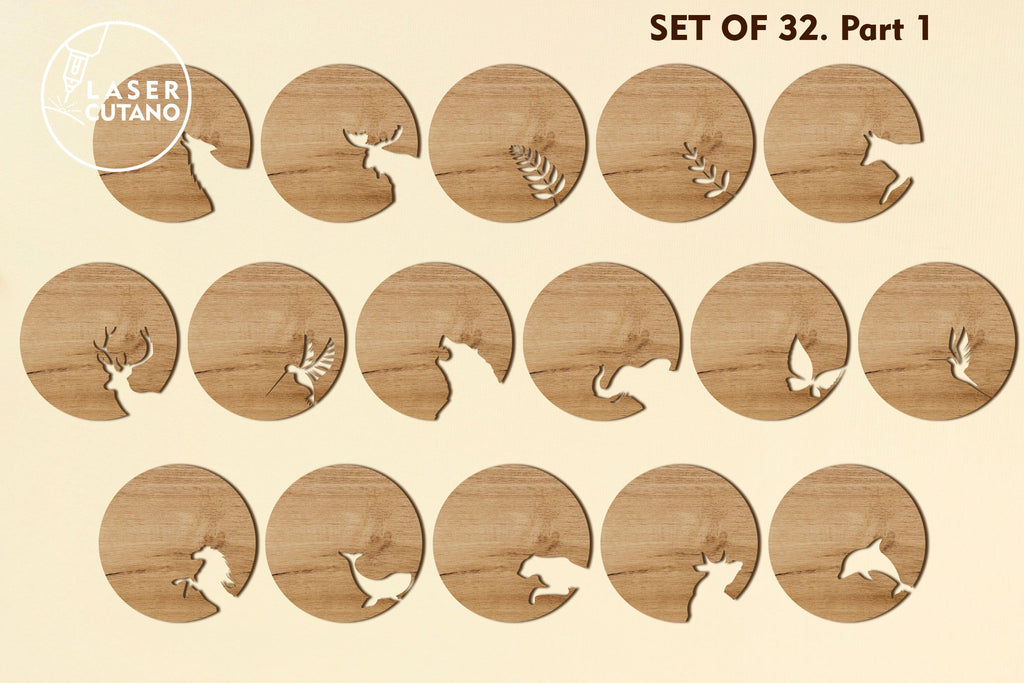 WOODEN COASTERS BUNDLE Laser Cut Templates - So Fontsy