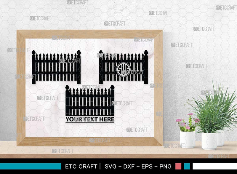 Wooden Fence Monogram, Wooden Fence Silhouette, Wooden Fence SVG ...