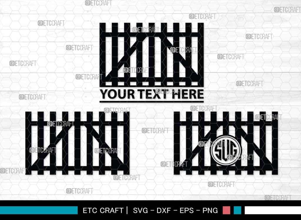 Wooden Fence Monogram, Wooden Fence Silhouette, Wooden Fence SVG, Rail ...