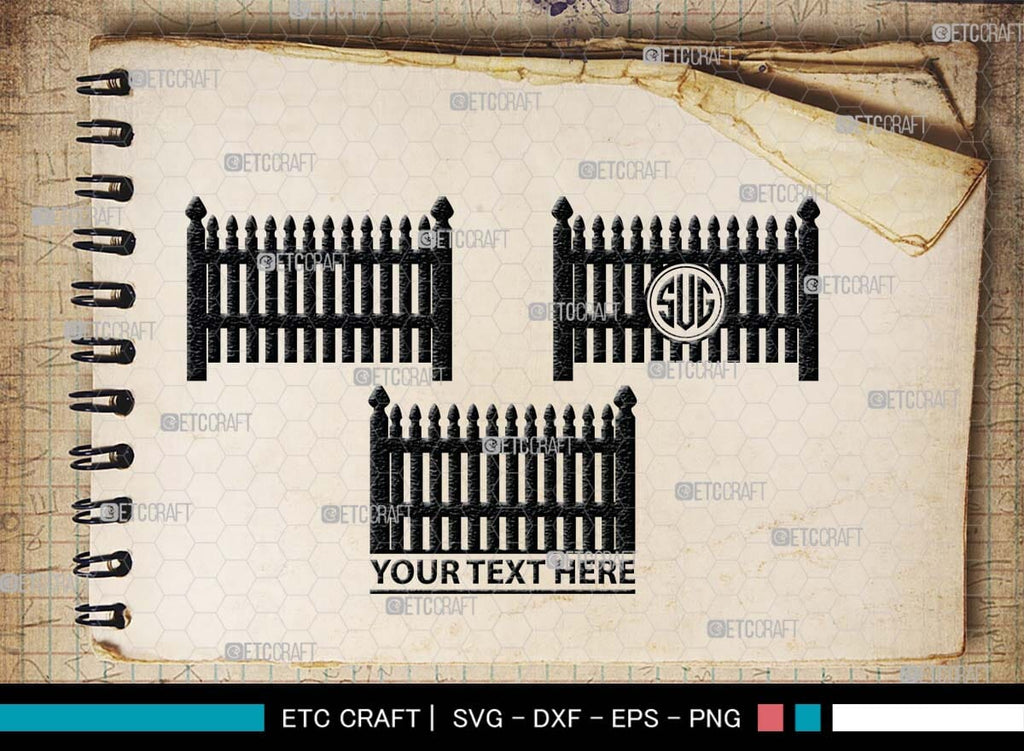 Wooden Fence Monogram, Wooden Fence Silhouette, Wooden Fence SVG ...
