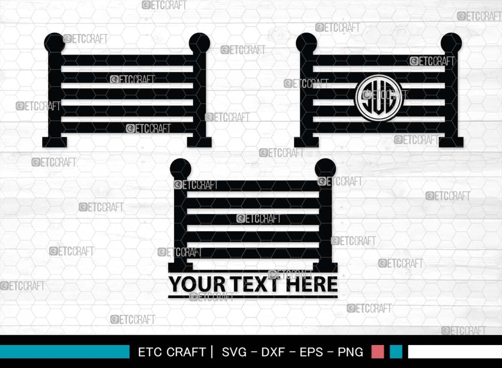 Wooden Fence Monogram, Wooden Fence Silhouette, Wooden Fence SVG, Rail ...