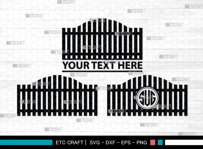 Wooden Fence Monogram, Wooden Fence Silhouette, Wooden Fence SVG ...