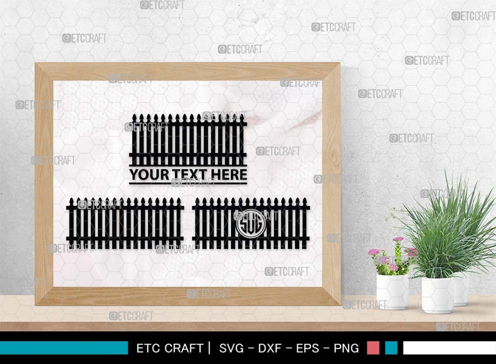 Wooden Fence Monogram, Wooden Fence Silhouette, Wooden Fence SVG ...