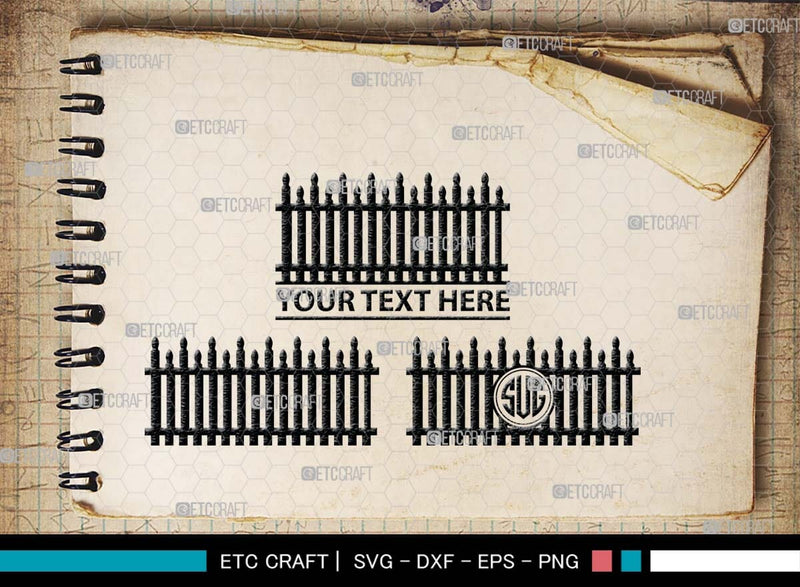 Wooden Fence Monogram, Wooden Fence Silhouette, Wooden Fence SVG ...