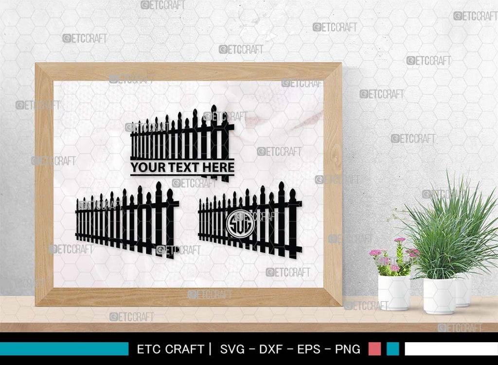 Wooden Fence Monogram, Wooden Fence Silhouette, Wooden Fence SVG, Rail ...