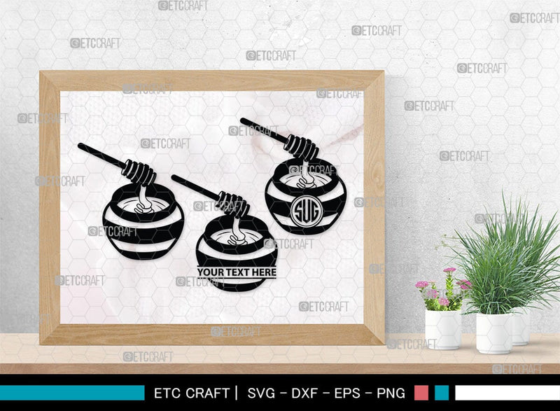 Wooden Honey Pot Monogram, Wooden Honey Pot Silhouette, Wooden Honey ...