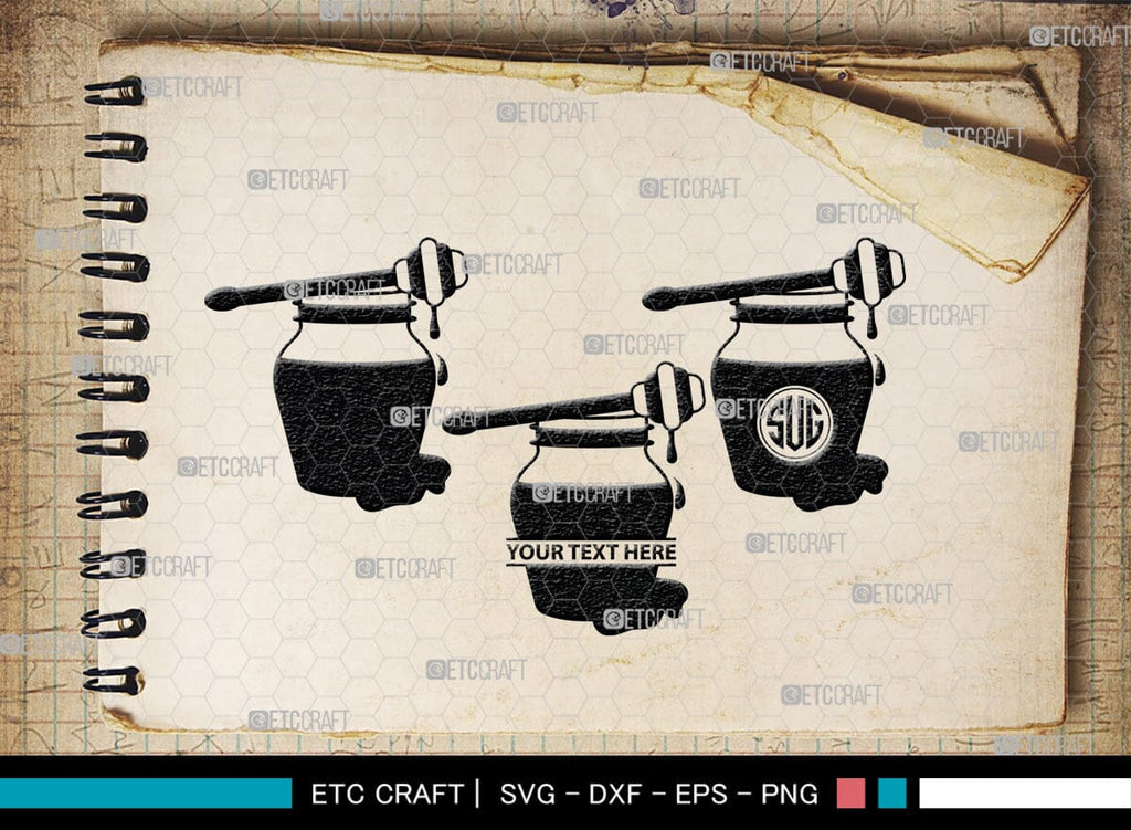 Wooden Honey Pot Monogram, Wooden Honey Pot Silhouette, Wooden Honey ...