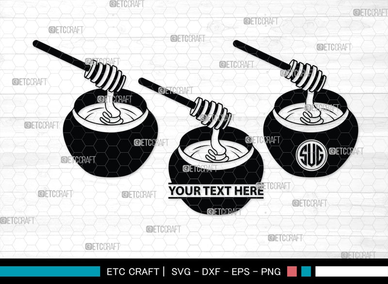 Wooden Honey Pot Monogram, Wooden Honey Pot Silhouette, Wooden Honey ...