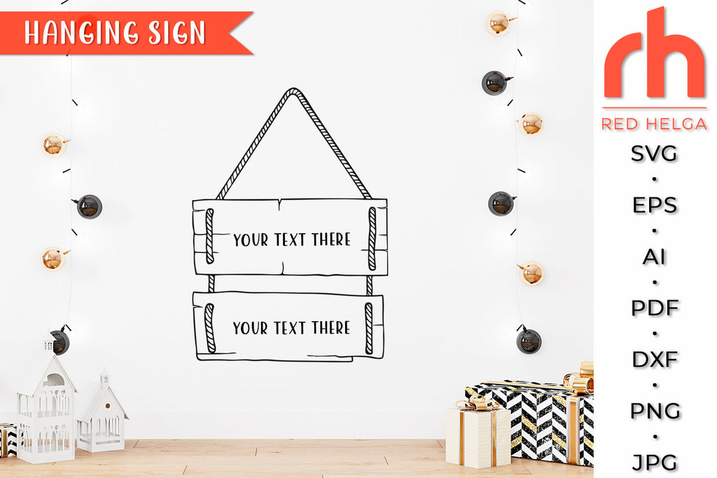 Wooden Sign SVG - Hanging Signboard Cut File - So Fontsy