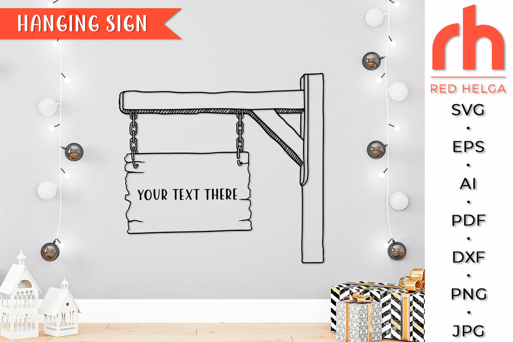Wooden Sign SVG - Hanging Signboard Cut File - So Fontsy