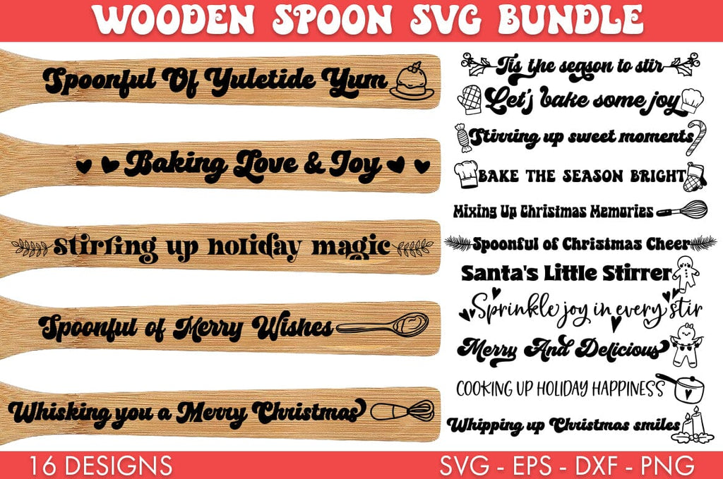 Wooden Spoon Christmas Sayings SVG Bundle PNG Sublimation - So Fontsy