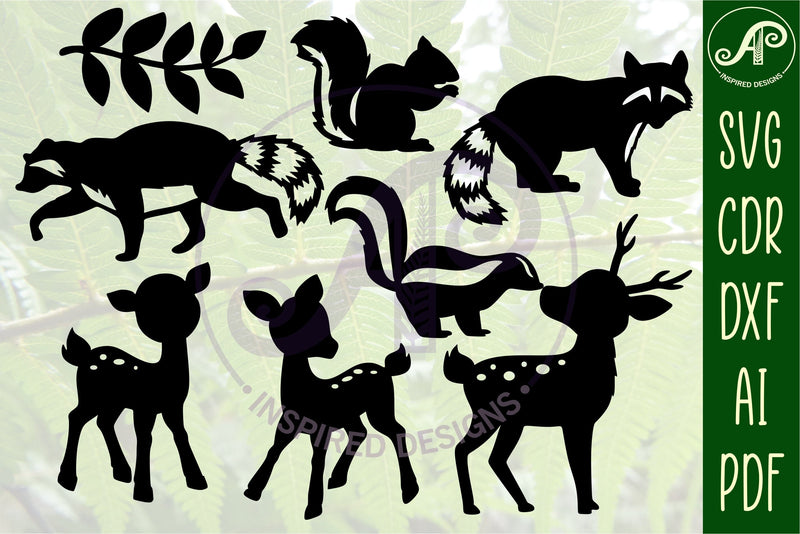 Woodland animal shapes 38 designs, laser cut file, cut outs - So Fontsy