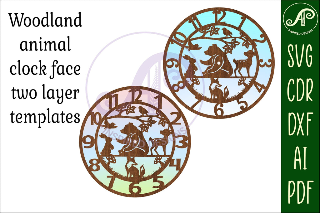 Woodland animal wall clock laser cut files, SVG file. vector - So Fontsy
