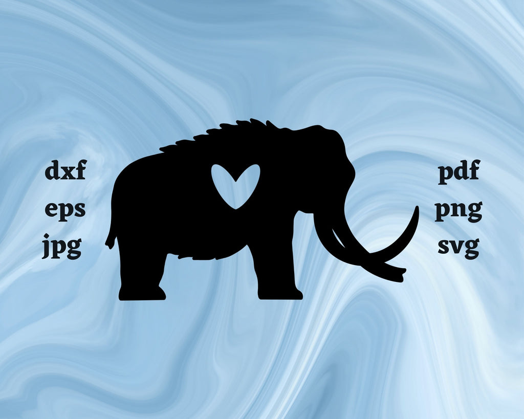 Wooly Mammoth Heart SVG Cut File - So Fontsy