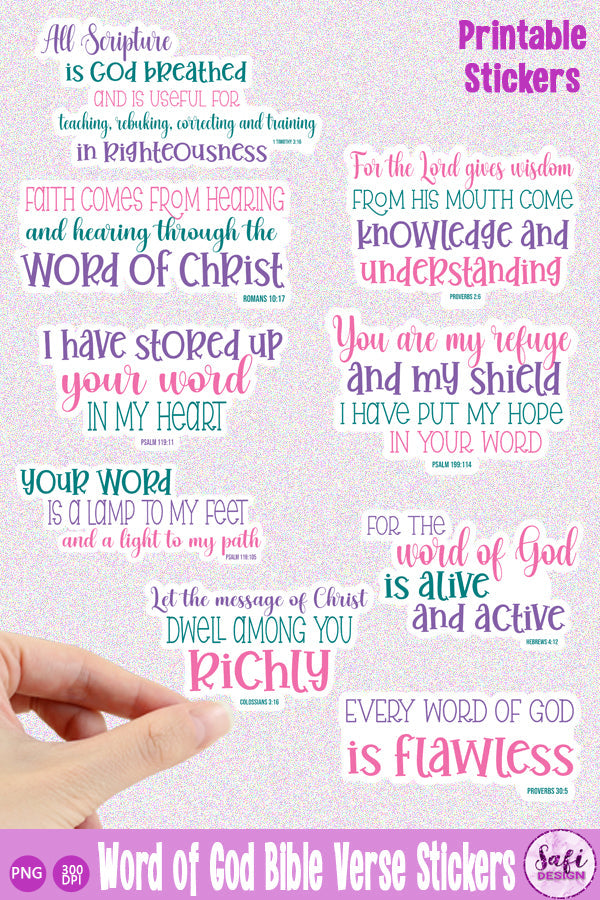 Word of God Bible Verse Printable Stickers - So Fontsy