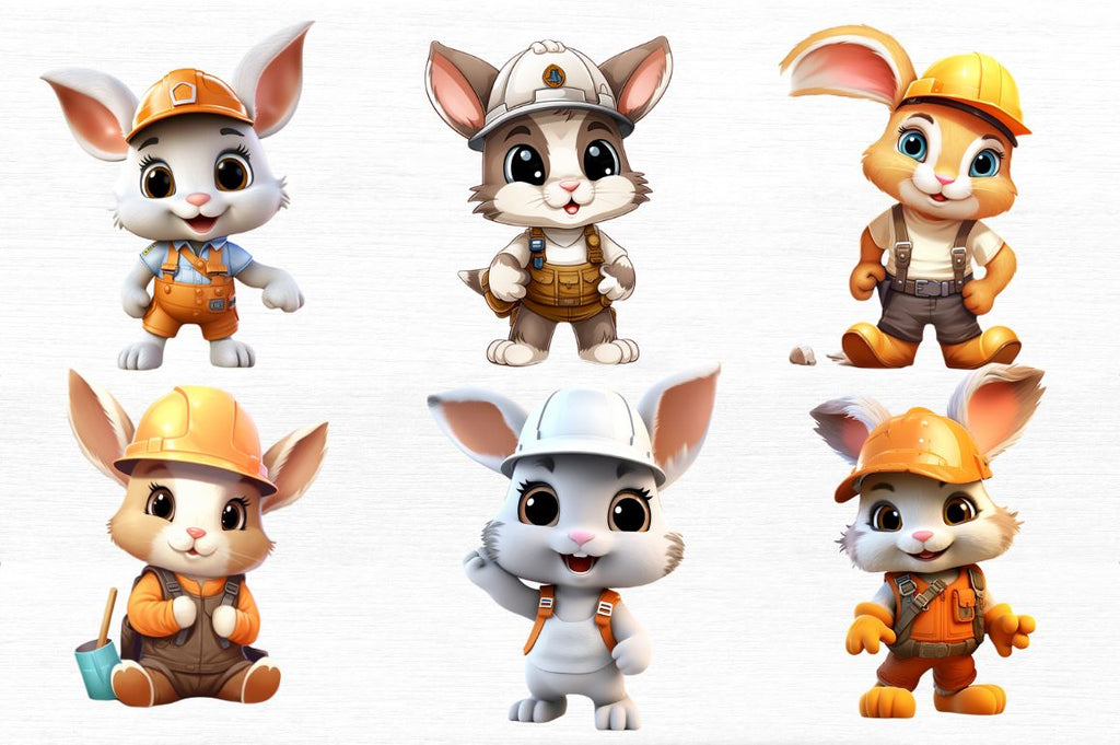 Worker Bunny Cute Clipart - So Fontsy