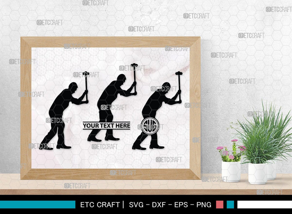 Working Man Monogram, Working Man Silhouette, Working Man SVG, Handyman ...