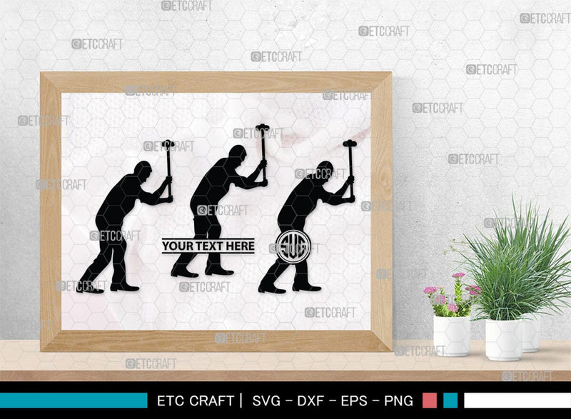 Working Man Monogram, Working Man Silhouette, Working Man SVG, Handyman ...