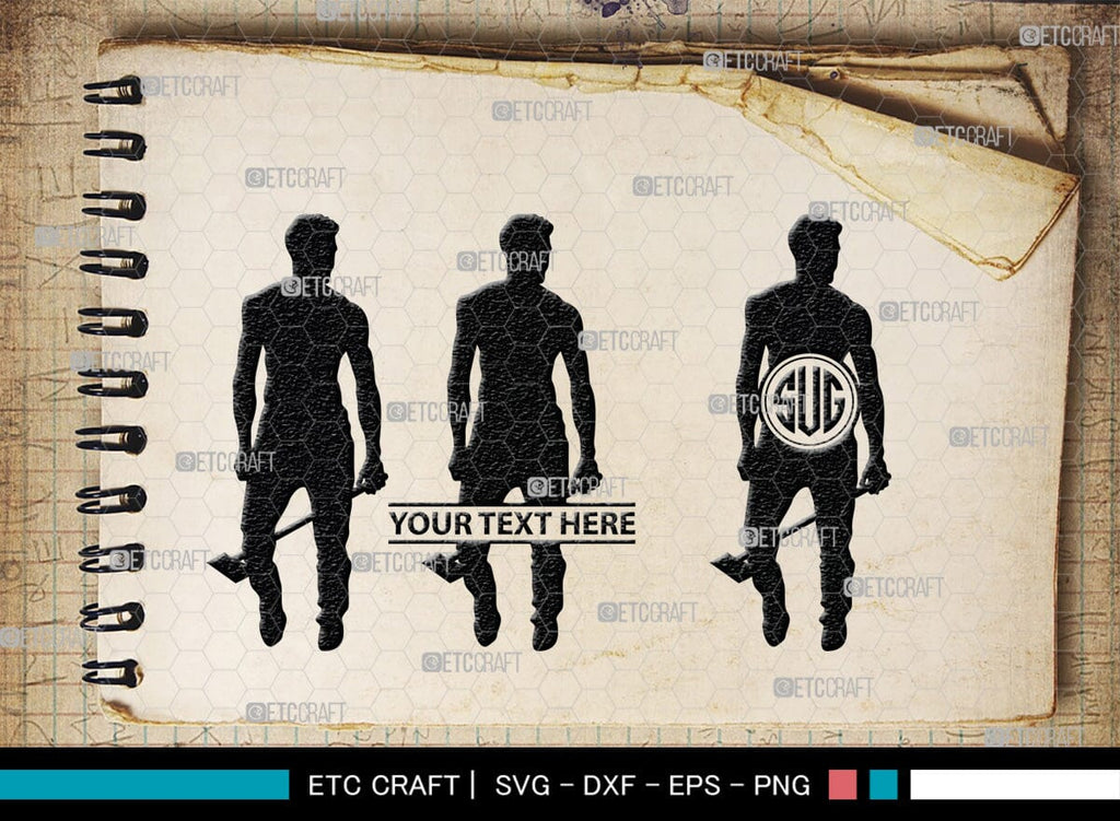 Working Man Monogram, Working Man Silhouette, Working Man SVG, Handyman ...