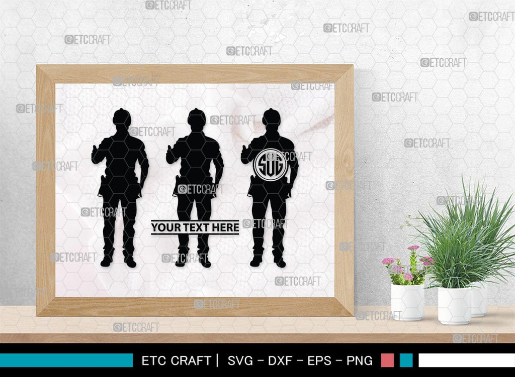 Working Man Monogram, Working Man Silhouette, Working Man SVG, Handyma ...