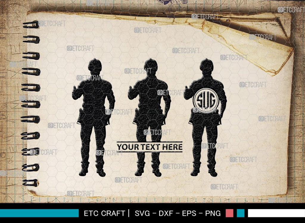 Working Man Monogram, Working Man Silhouette, Working Man SVG, Handyma ...