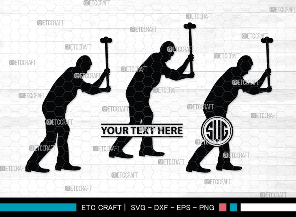 Working Man Monogram, Working Man Silhouette, Working Man SVG, Handyman ...