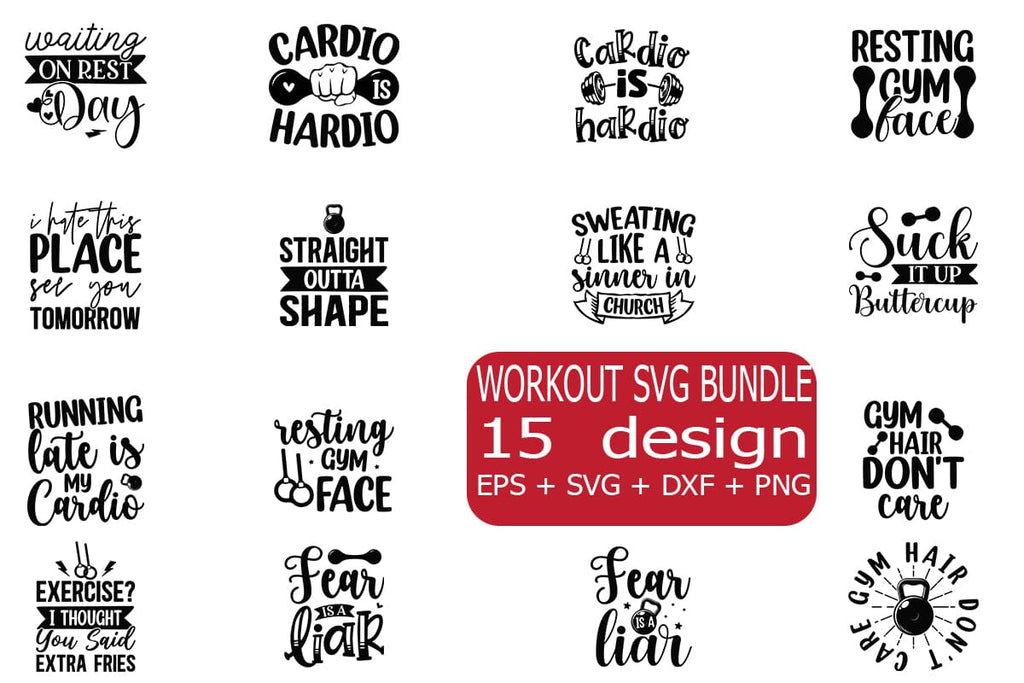 Workout SVG bundle 15 design - So Fontsy