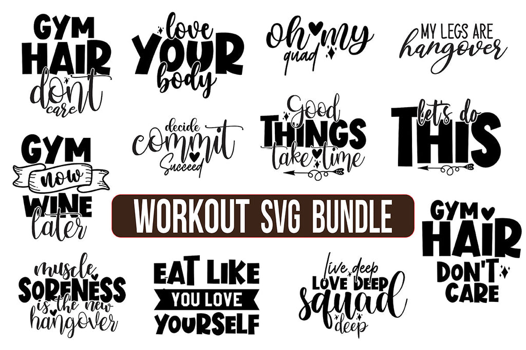 Workout SVG Bundle, GYM SVG Bundle, Fitness svg - So Fontsy