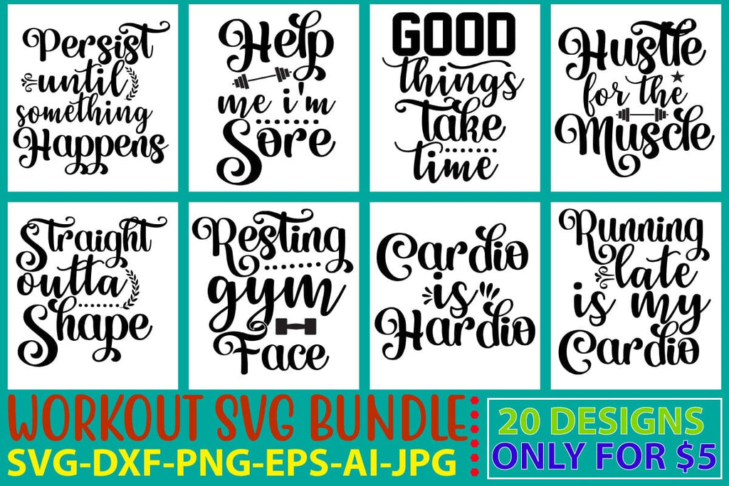 Workout SVG Bundle - So Fontsy