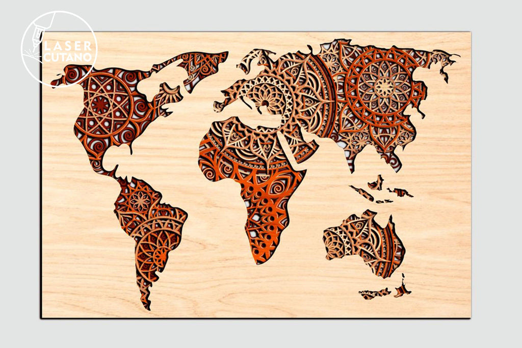 World Map Svg World Map Laser Cut Template Cnc File Vector Etsy
